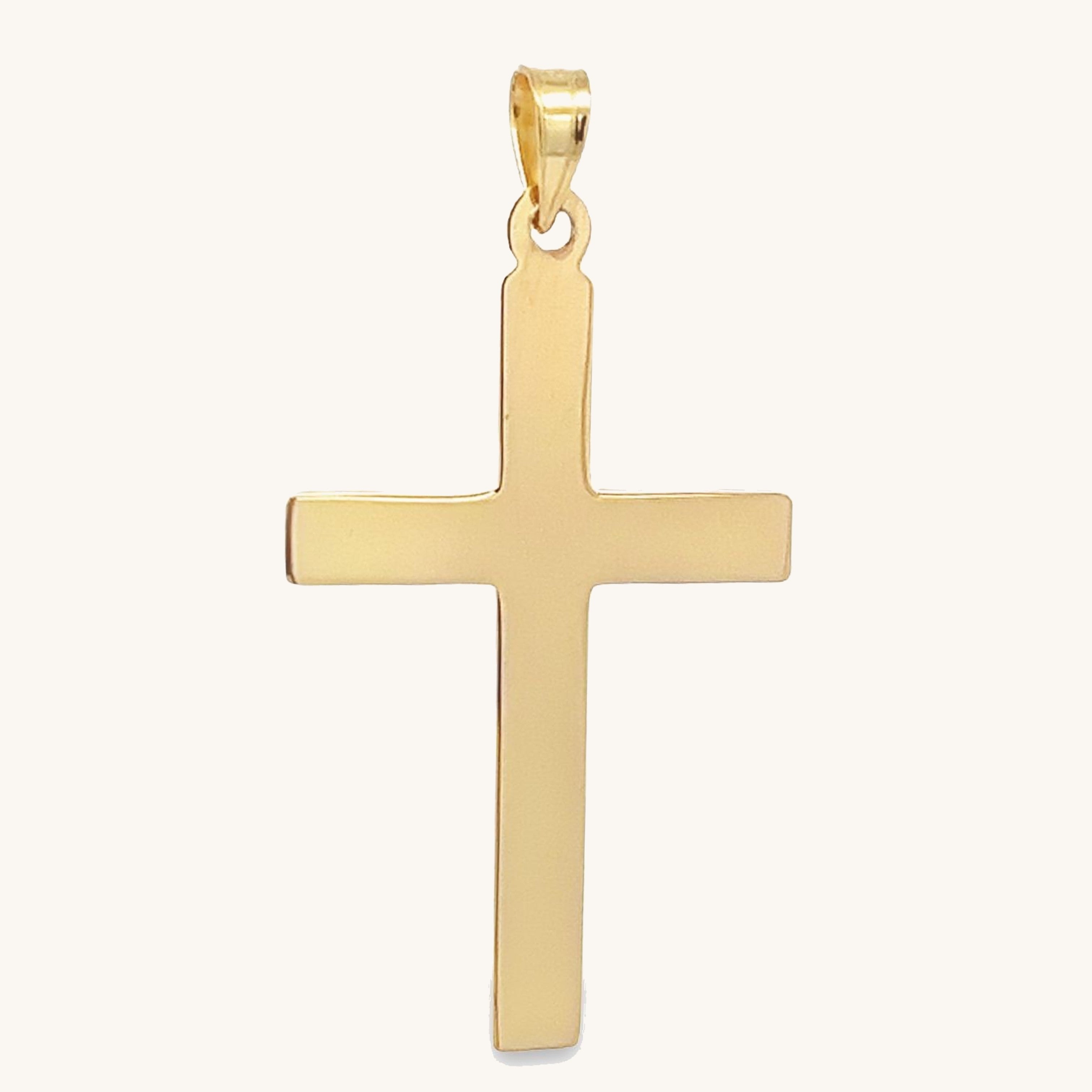 14K GOLD PLAIN REVERSIBLE CROSS PENDANT | Cross + Crown