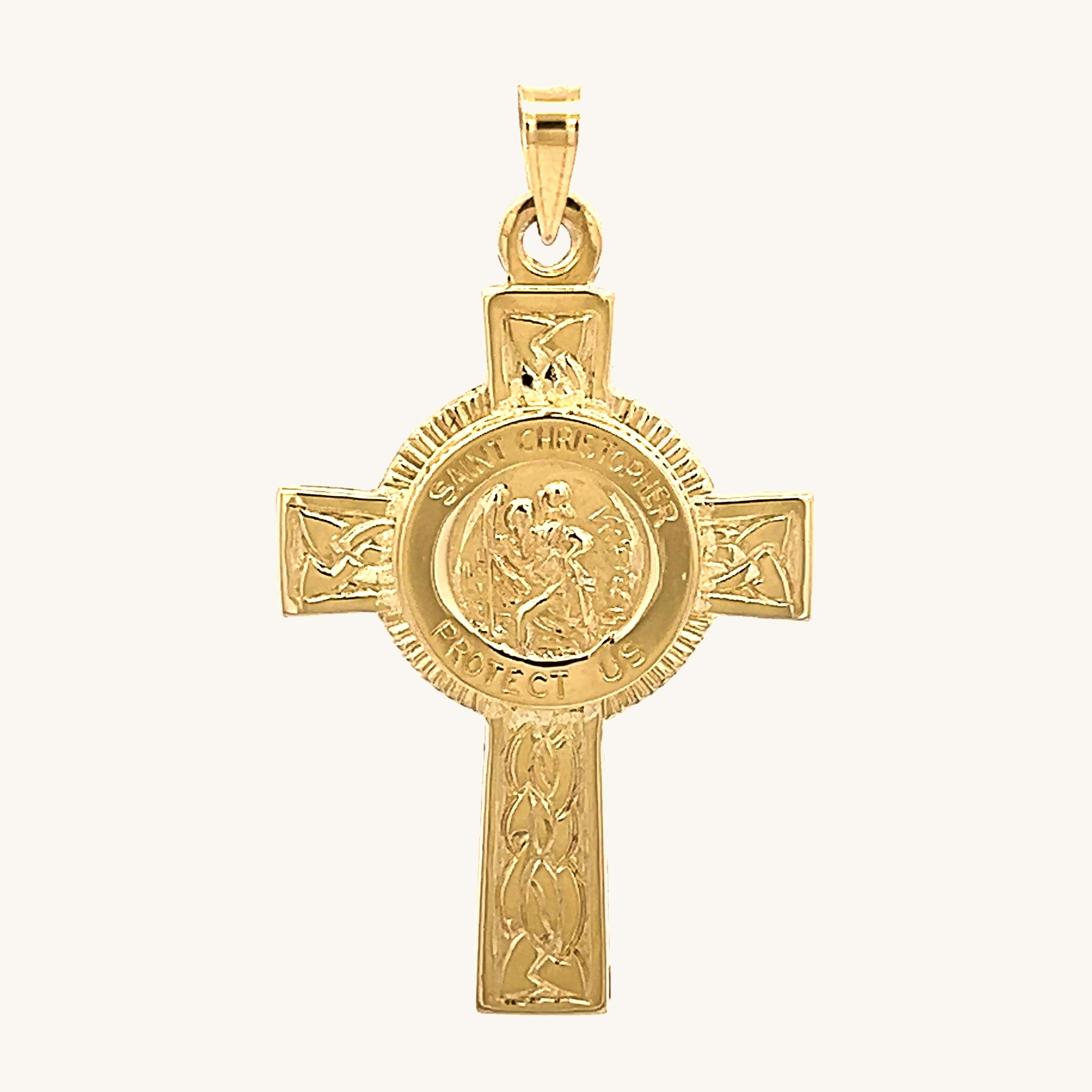 SOLID 14K GOLD ST. CHRISTOPHER CROSS PENDANT | Cross + Crown